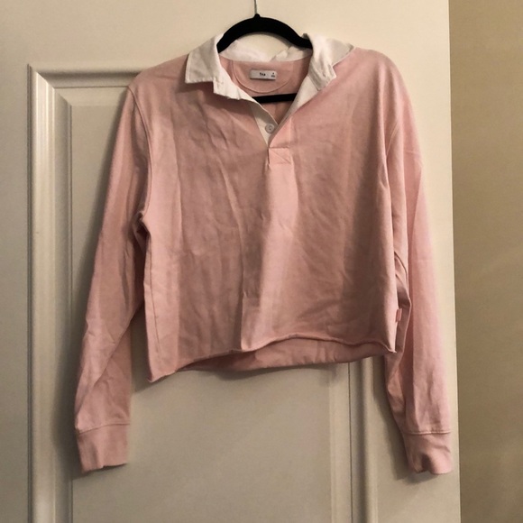 TNA | Tops | Tna Aritzia Pink Cropped Rugby Shirt | Poshmark